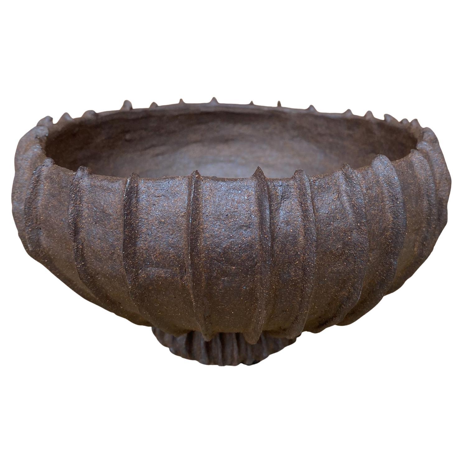 Slab Built Ceramic Bowl with Hand Decorated Slip Design For Sale at ...