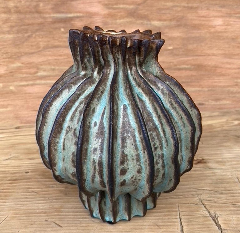 Hand Built Glazed Ceramic Vase For Sale at 1stDibs