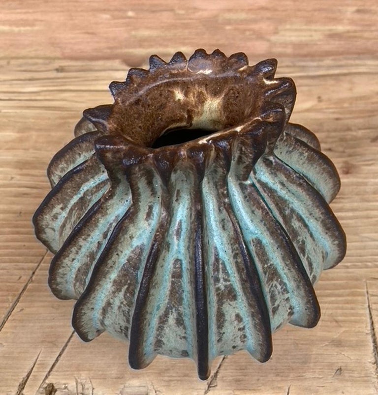 Hand Built Glazed Ceramic Vase For Sale at 1stDibs