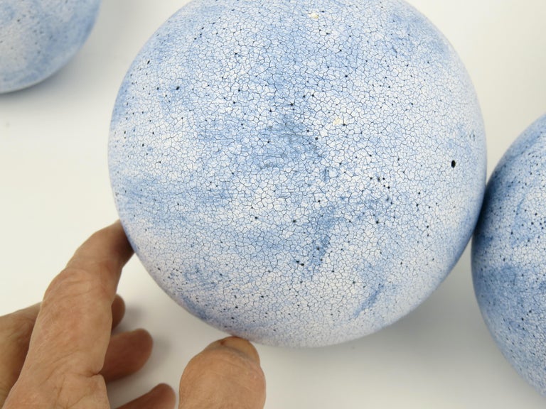 Hand Built Sky Blue Ceramic Spheres, Terra Sigilatta and Cobalt Oxide ...