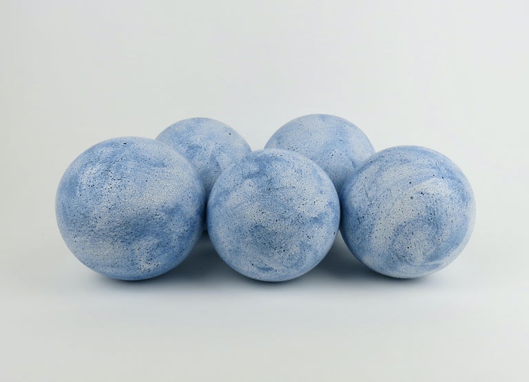 Hand Built Sky Blue Ceramic Spheres, Terra Sigilatta and Cobalt Oxide ...