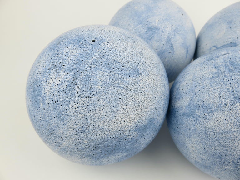 Hand Built Sky Blue Ceramic Spheres, Terra Sigilatta and Cobalt Oxide ...