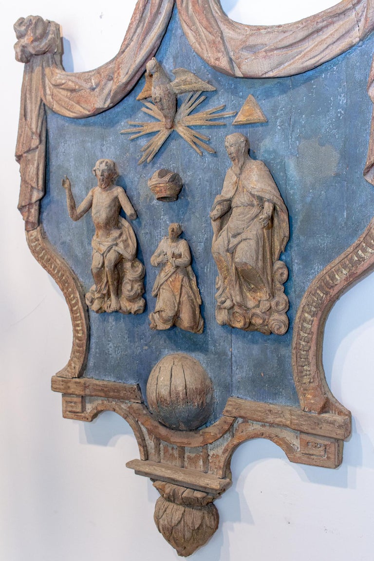 Hand Carved 17th Century French Religious Plaque of the Holy Trinity at ...