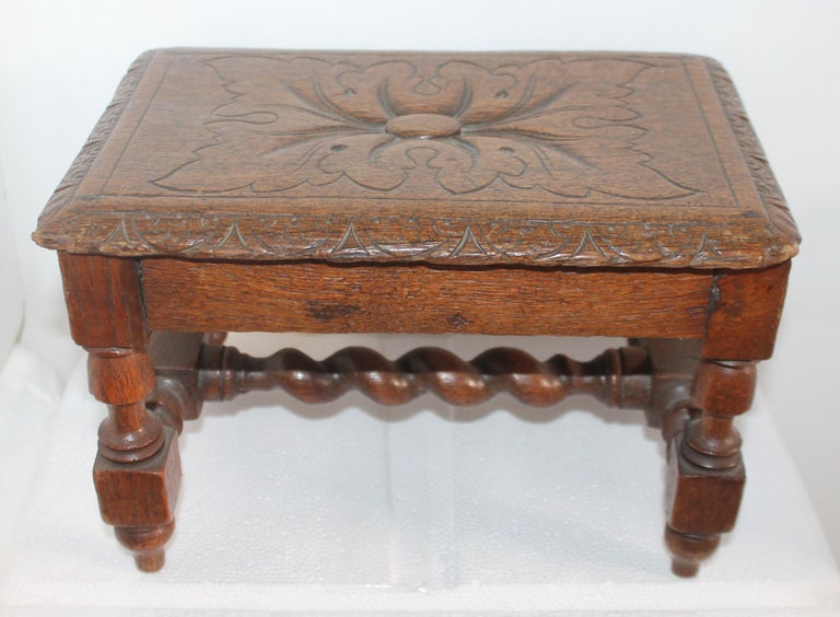 Hand Carved 19th Century English Foot Stool at 1stDibs