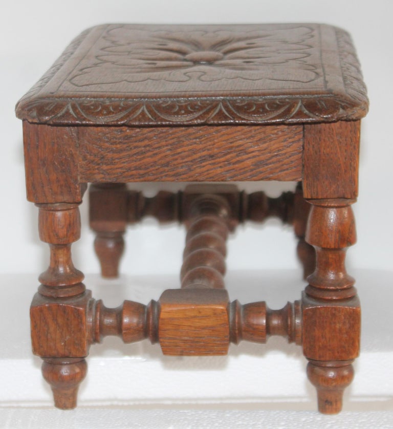 Hand Carved 19th Century English Foot Stool at 1stDibs