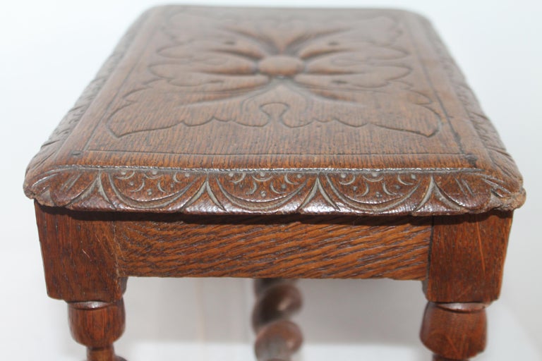 Hand Carved 19th Century English Foot Stool at 1stDibs