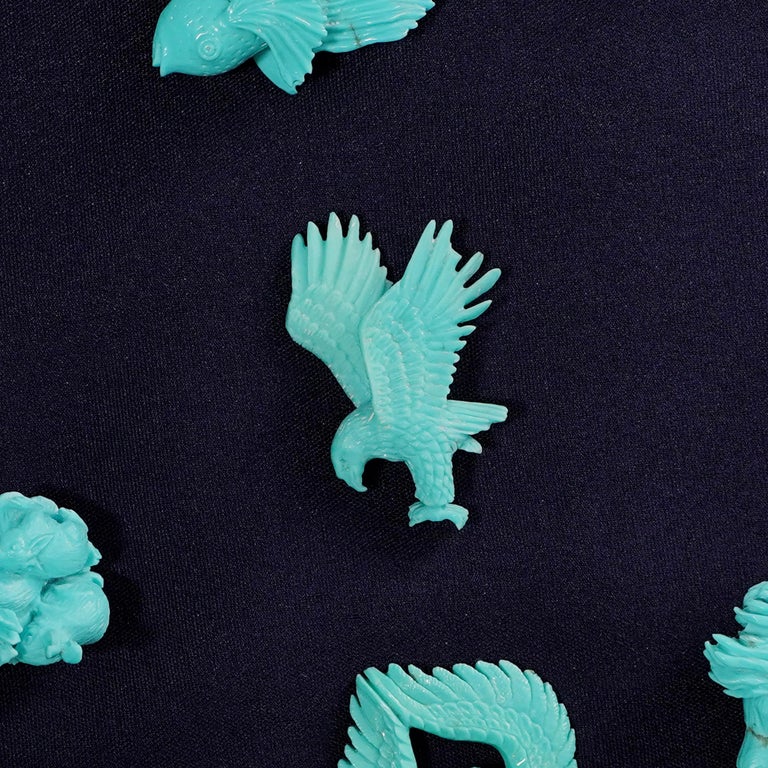 Hand Carved 29.14 Carats Natural Arizona Turquoise Eagle Loose Gemstone ...