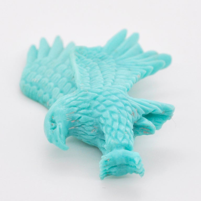 Hand Carved 29.14 Carats Natural Arizona Turquoise Eagle Loose Gemstone ...
