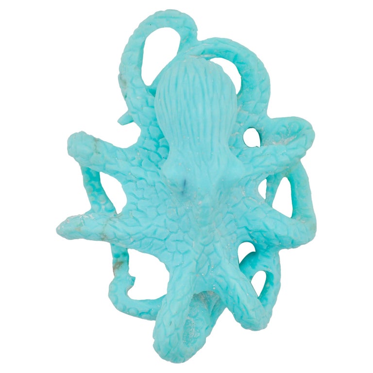 Hand-Carved 31.81 Carat Natural Arizona Turquoise Octopus Carving ...
