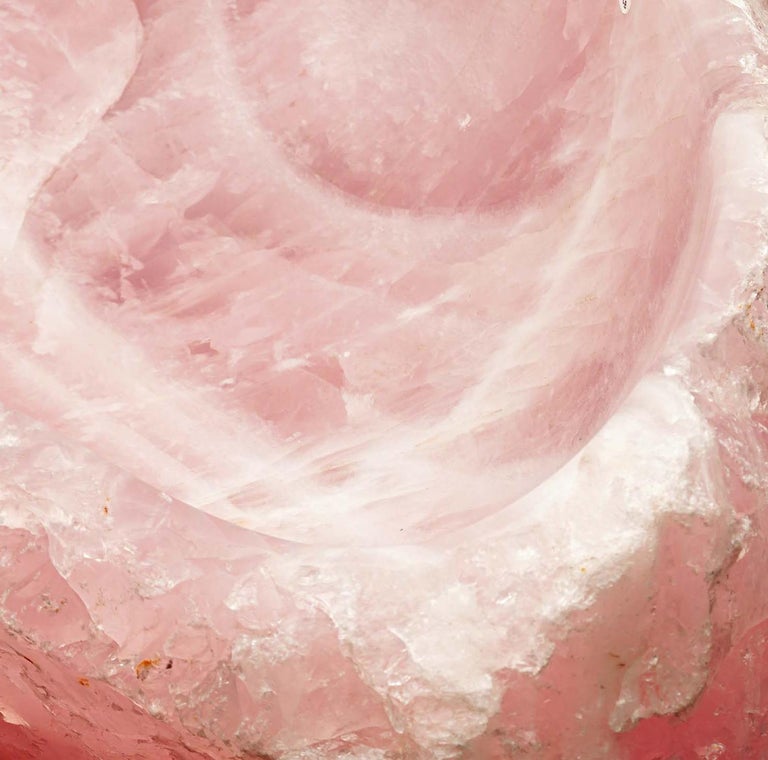 Hand-Carved 47 Lb. Brazilian Rose Quartz Bowl For Sale at 1stDibs