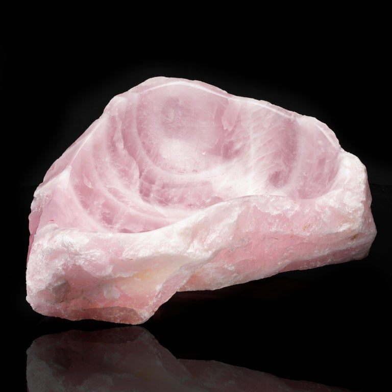 Hand-Carved 47 Lb. Brazilian Rose Quartz Bowl For Sale at 1stDibs
