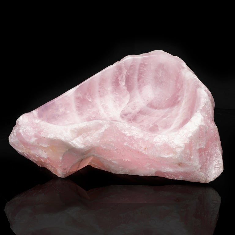 Hand-Carved 47 Lb. Brazilian Rose Quartz Bowl For Sale at 1stDibs