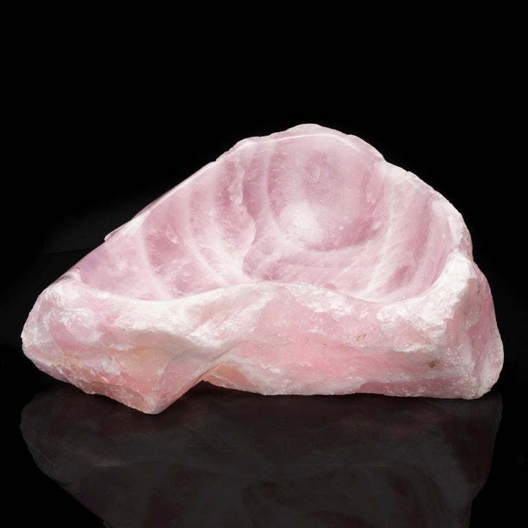 Hand-Carved 47 Lb. Brazilian Rose Quartz Bowl For Sale at 1stDibs