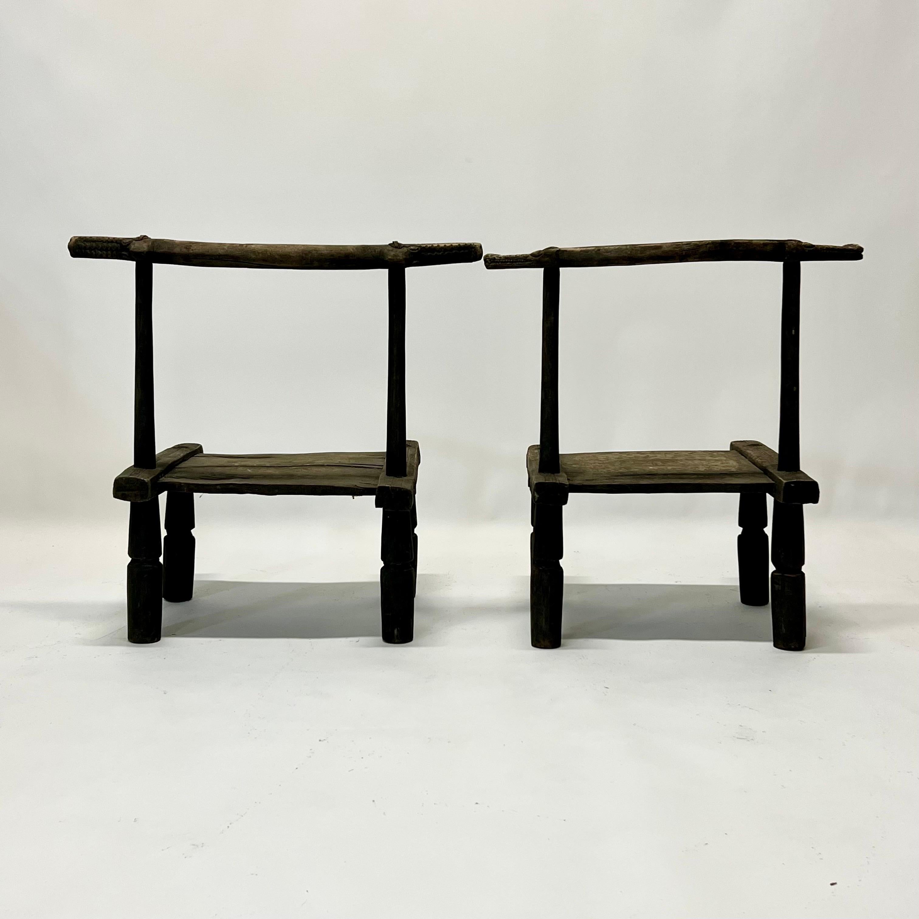 Hand Carved African Low Chairs 19th Century Ivory Coast For Sale at 1stDibs