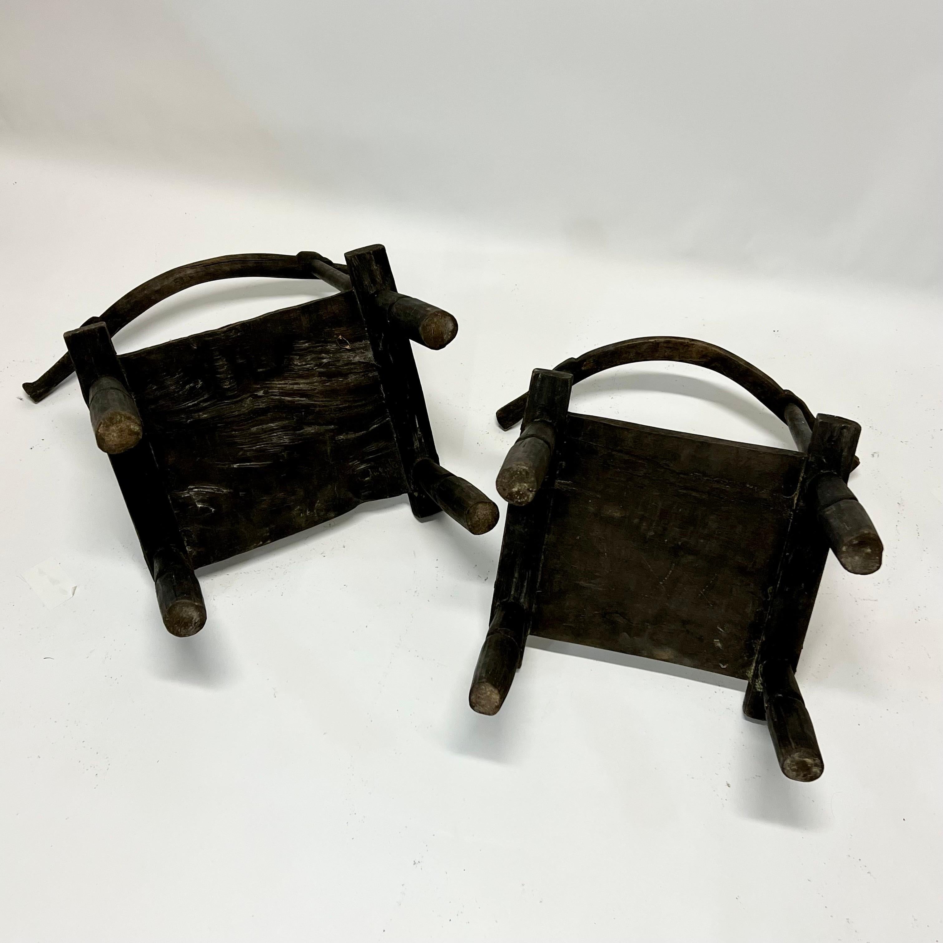 Hand Carved African Low Chairs 19th Century Ivory Coast For Sale at 1stDibs