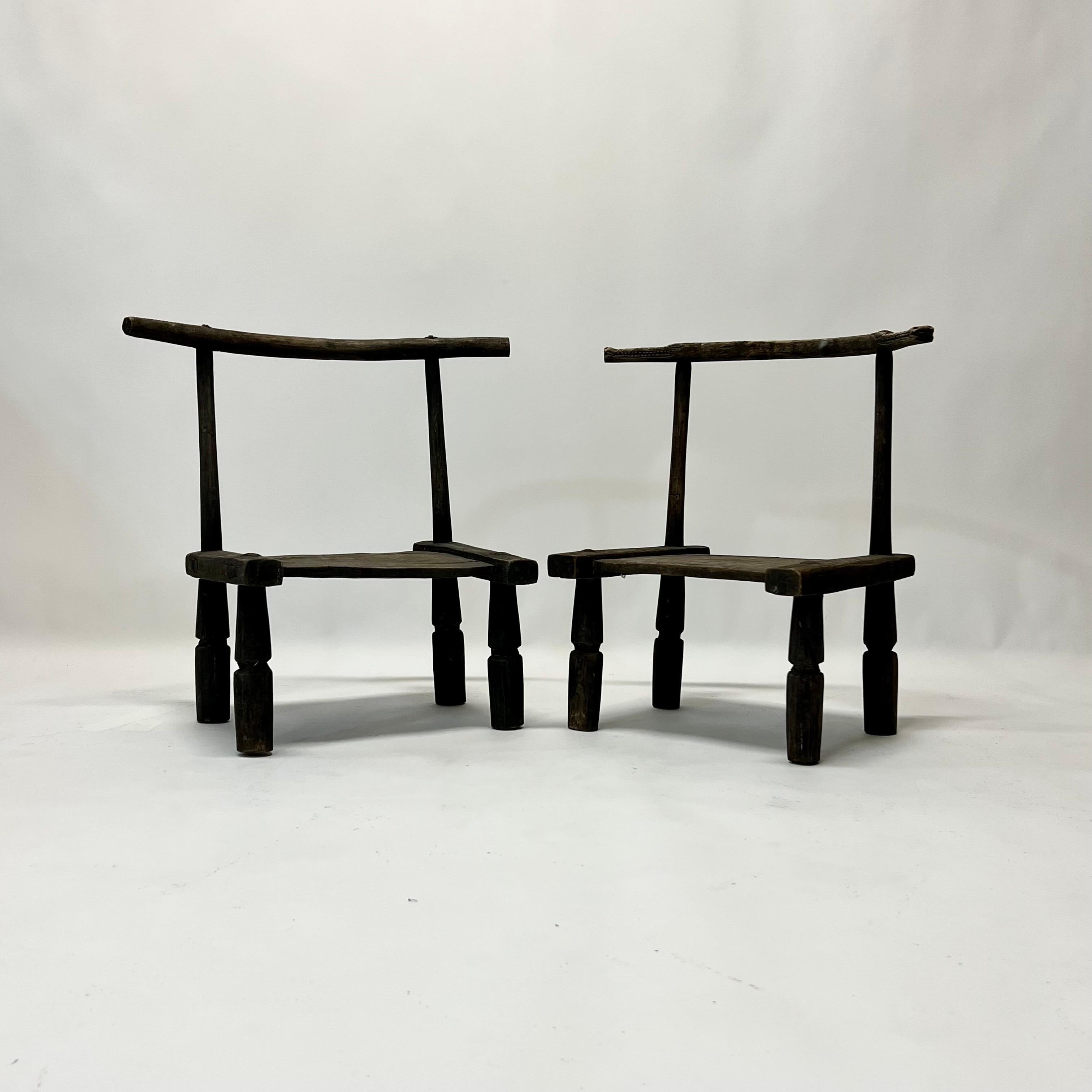Hand Carved African Low Chairs 19th Century Ivory Coast For Sale at 1stDibs