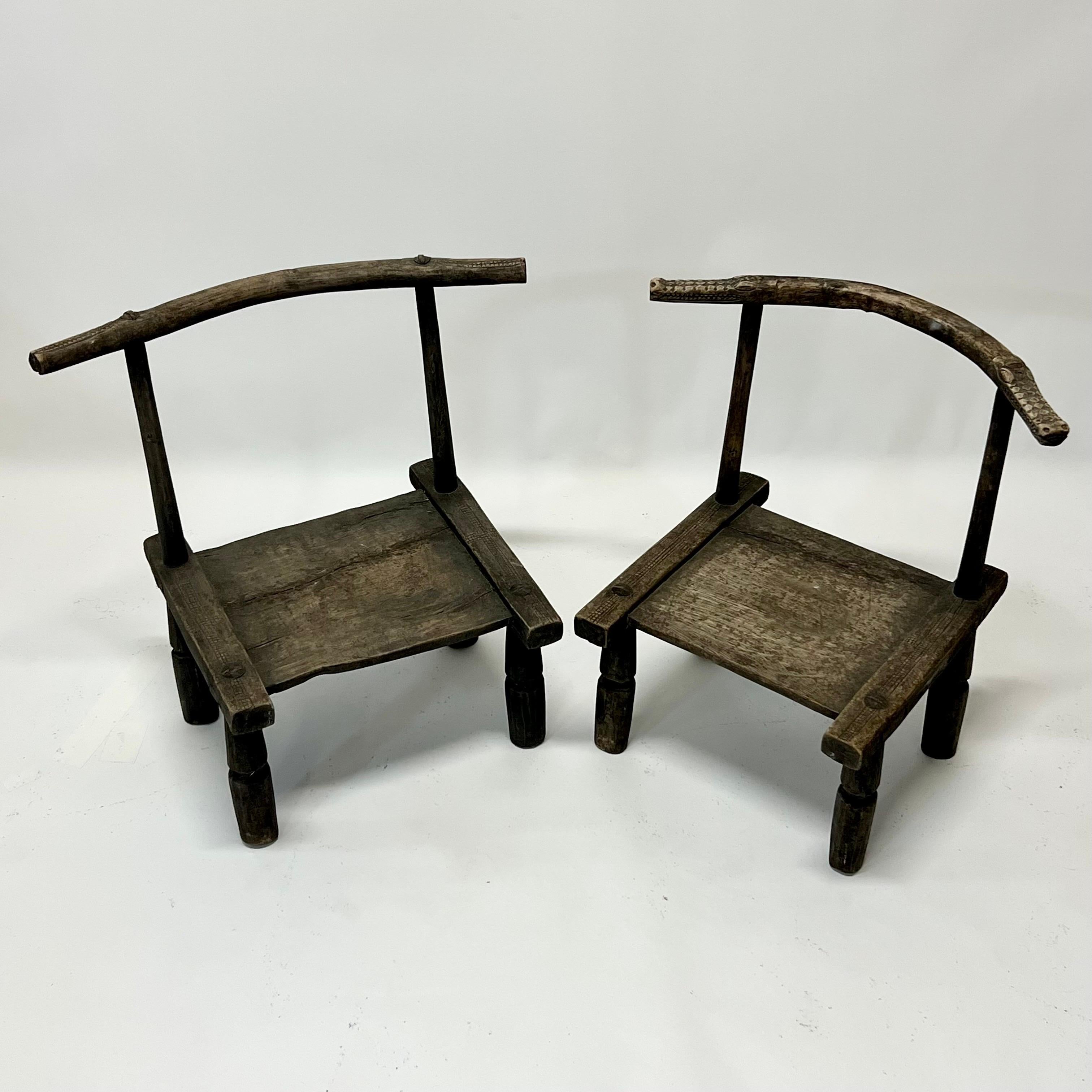 Hand Carved African Low Chairs 19th Century Ivory Coast For Sale at 1stDibs