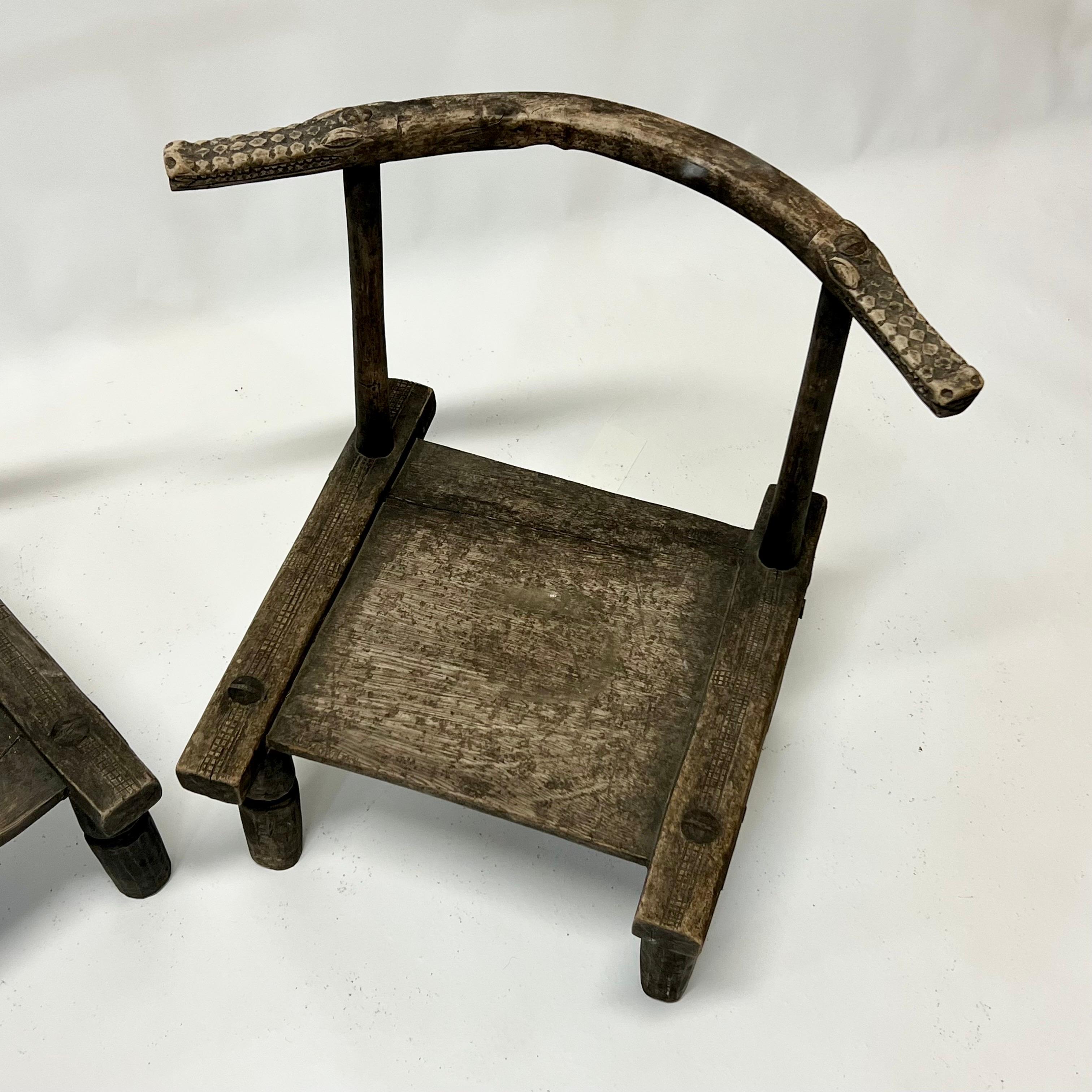 Hand Carved African Low Chairs 19th Century Ivory Coast For Sale at 1stDibs