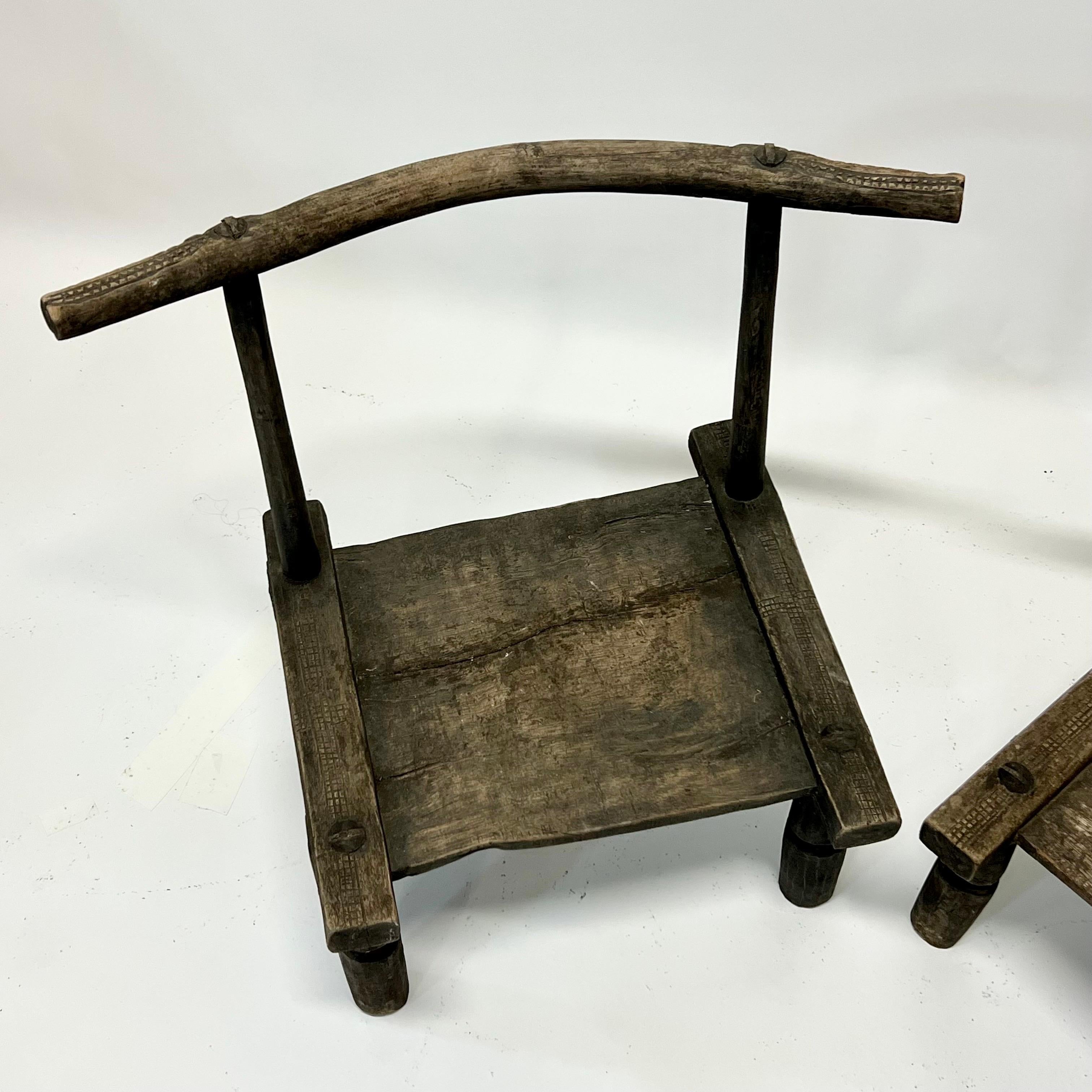 Hand Carved African Low Chairs 19th Century Ivory Coast For Sale at 1stDibs