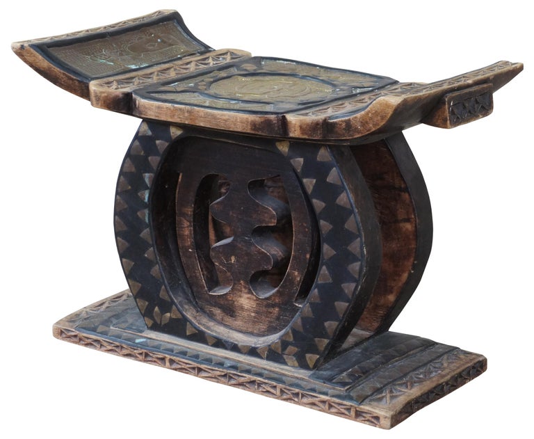 Hand Carved African Tribal Ashanti Chief Altar Stool Bench Seat Throne ...