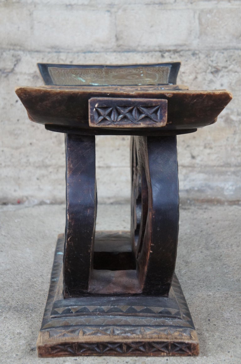 Hand Carved African Tribal Ashanti Chief Altar Stool Bench Seat Throne ...