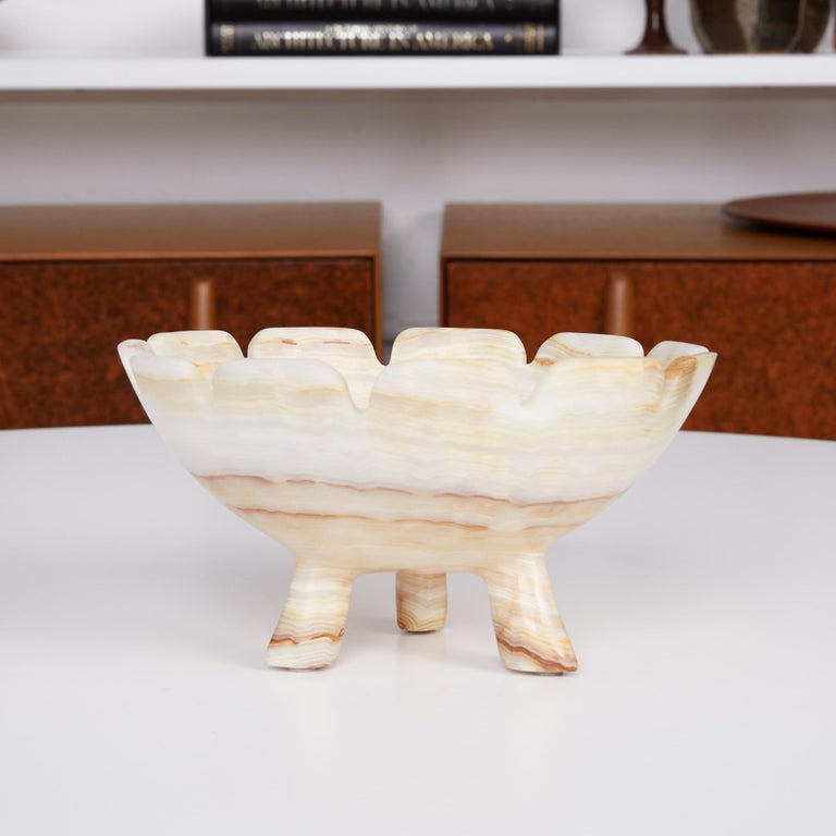 Hand Carved Alabaster Bowl with Tripod Legs at 1stDibs | alabaster legs