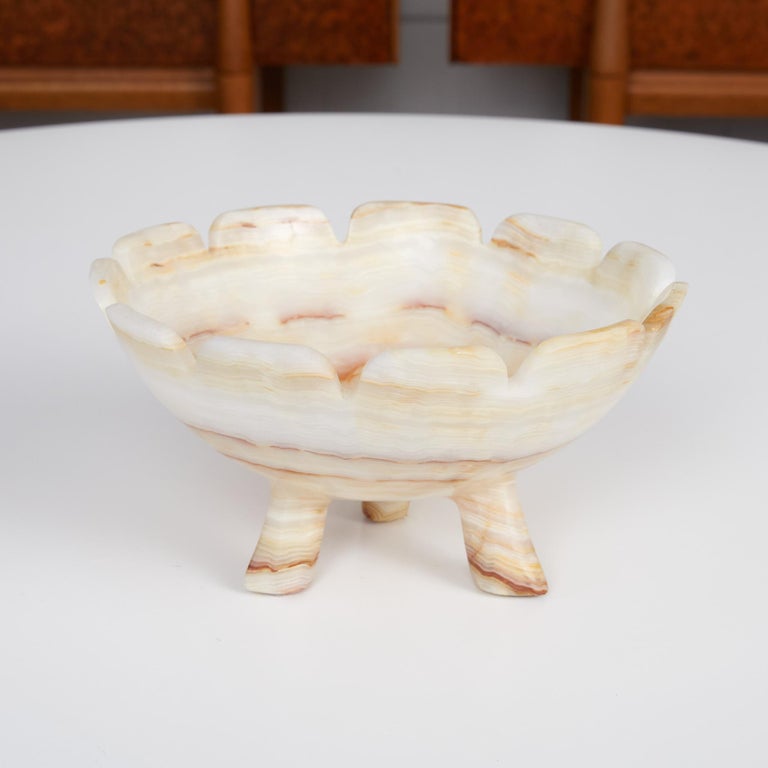Hand Carved Alabaster Bowl with Tripod Legs at 1stDibs | alabaster legs