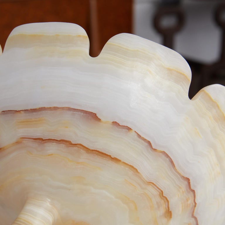 Hand Carved Alabaster Bowl with Tripod Legs at 1stDibs