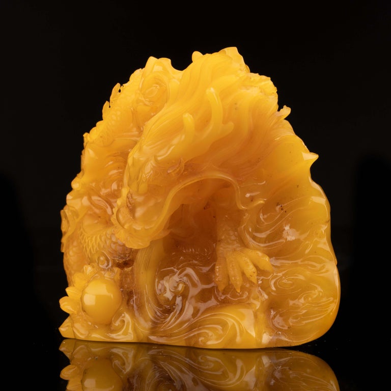 Hand-Carved Amber Dragon // 147.3 Grams For Sale at 1stDibs