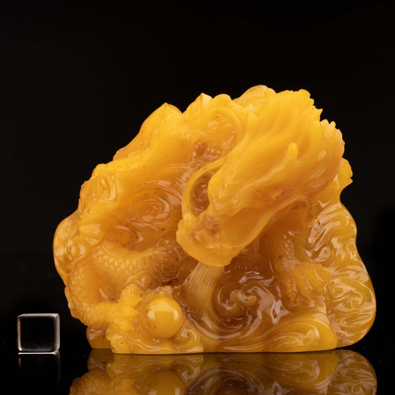 Hand-Carved Amber Dragon // 147.3 Grams For Sale at 1stDibs