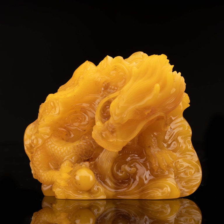 Hand-Carved Amber Dragon // 147.3 Grams For Sale at 1stDibs