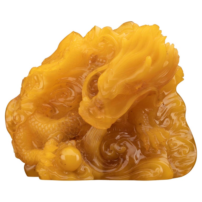Hand-Carved Amber Dragon // 147.3 Grams For Sale at 1stDibs