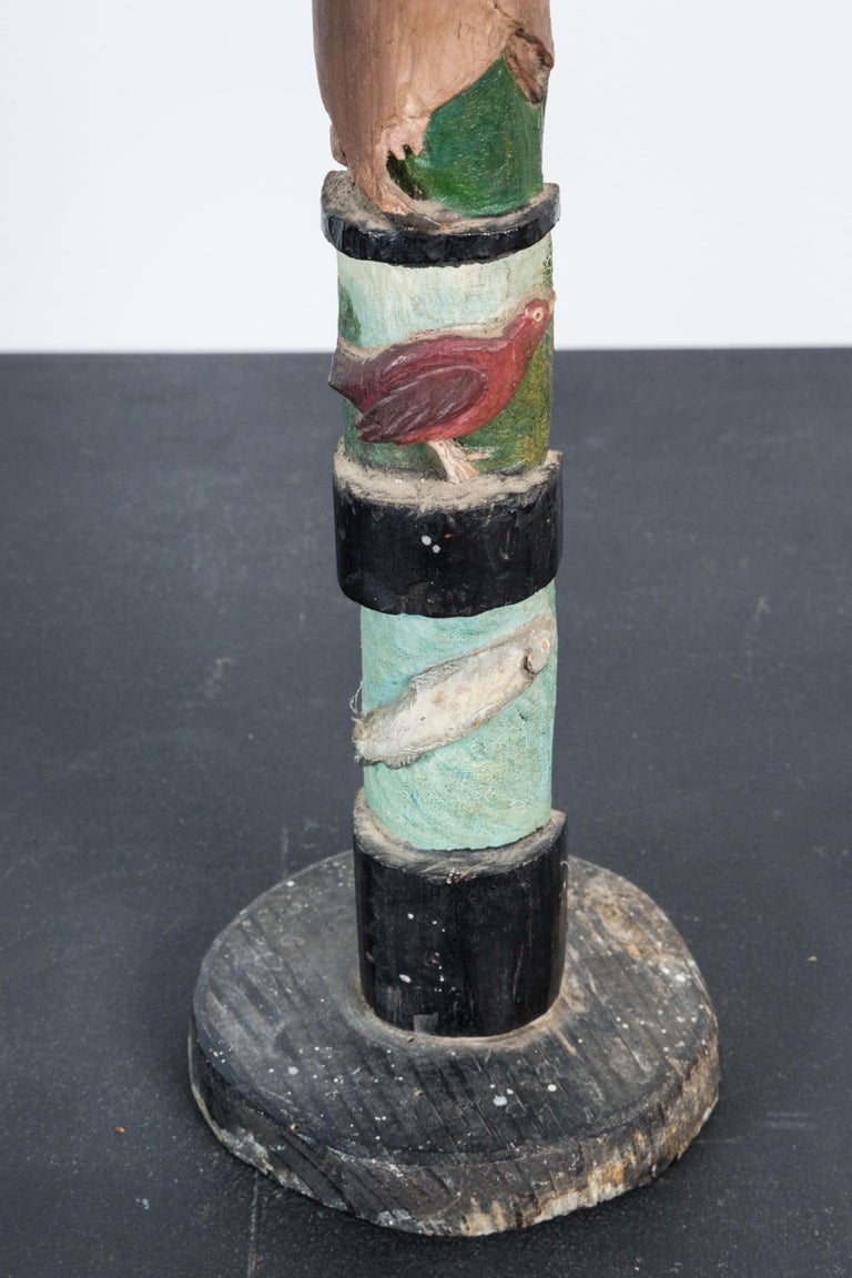 Hand-Carved American Folk Art Totem Pole Evolution Fish to Infant at ...