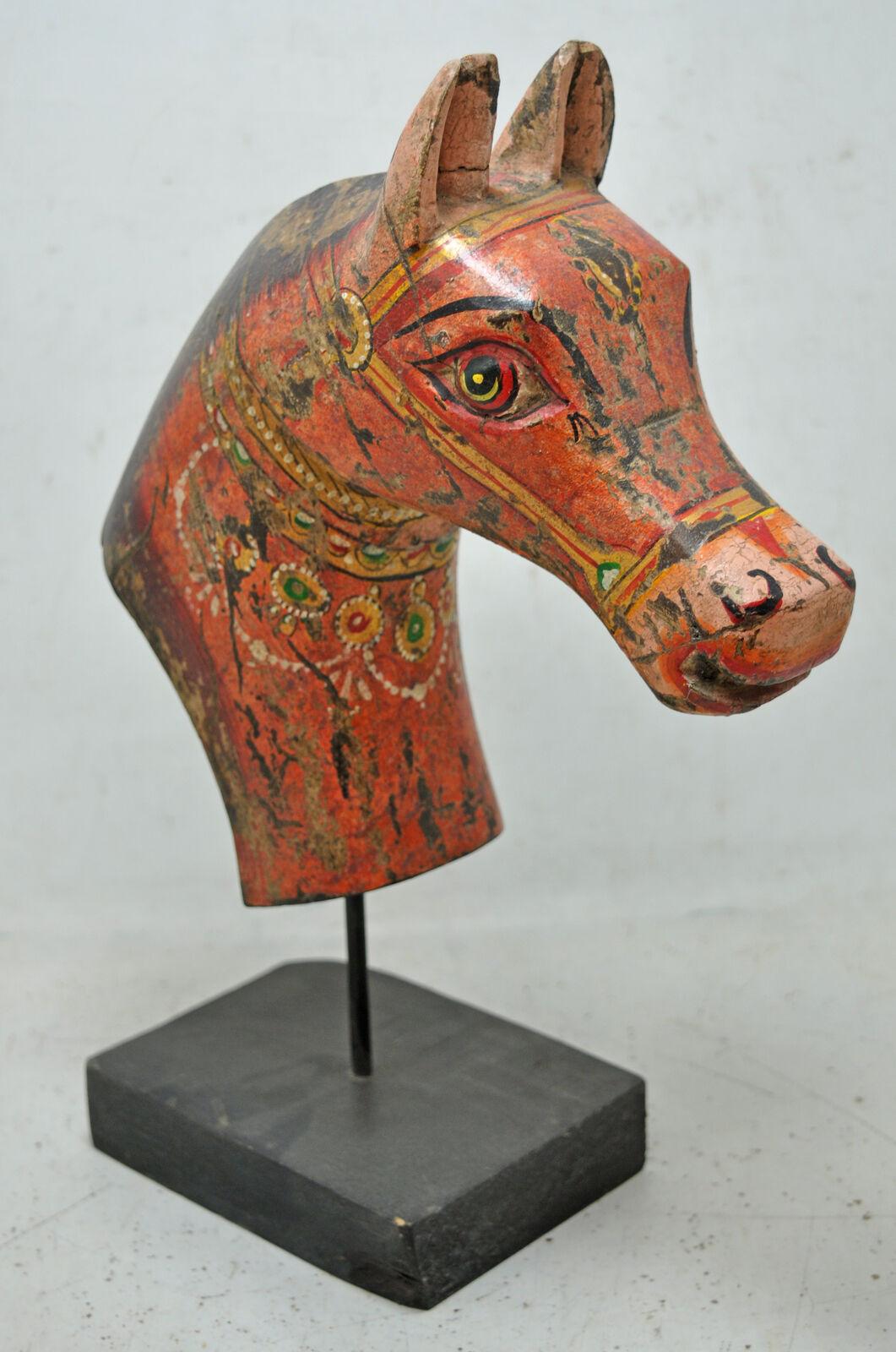 Hand-Carved and Painted Antique South Asian Folk Art Wooden Sculptural ...