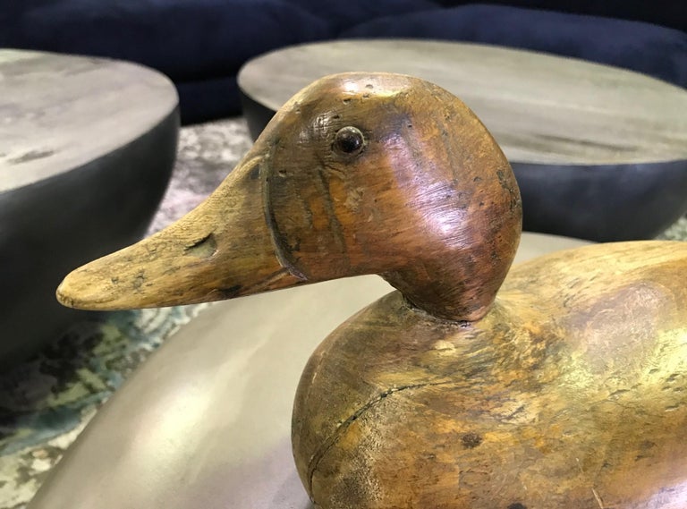 Hand Carved and Painted Large Vintage Wood Duck Decoy, Early 20th ...