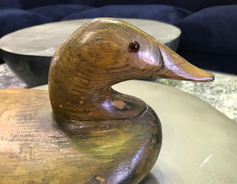 Hand Carved and Painted Large Vintage Wood Duck Decoy, Early 20th ...