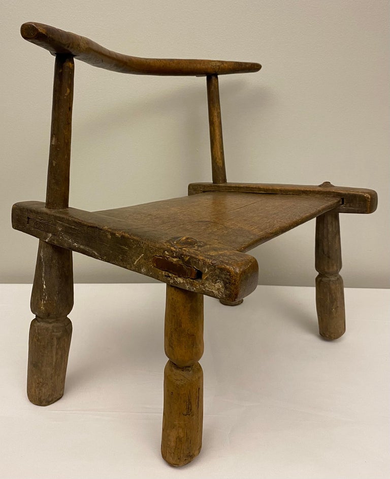Hand Carved Antique African Baule Tribal Chair, Ivory Coast For Sale at ...