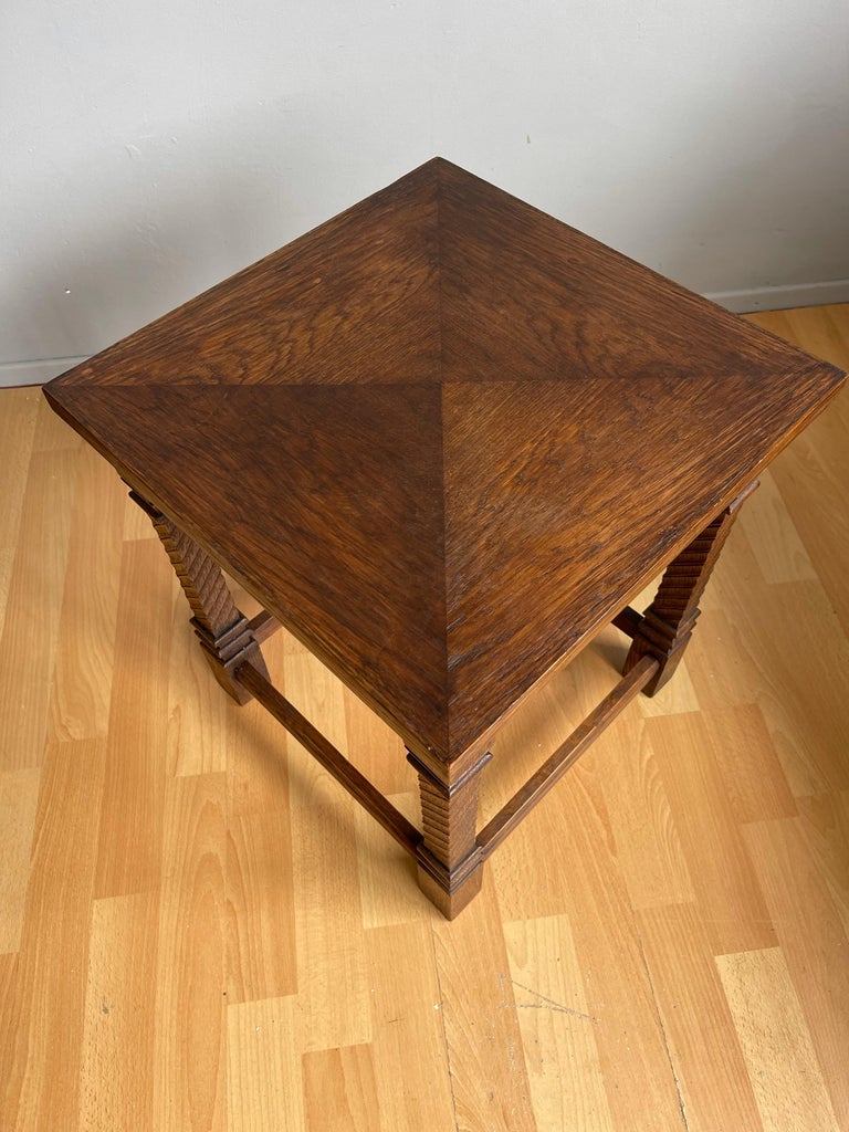 Hand Carved Antique Gothic Revival Practical End Table w. Inlaid ...