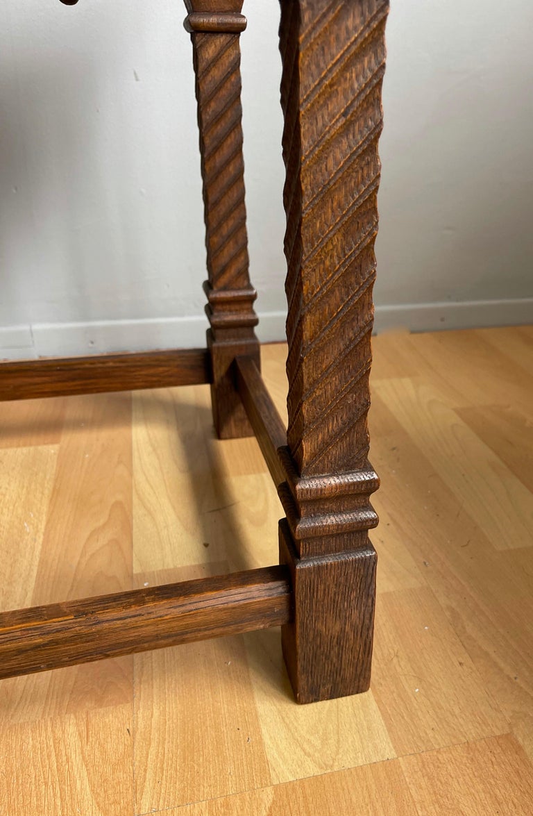 Hand Carved Antique Gothic Revival Practical End Table w. Inlaid ...