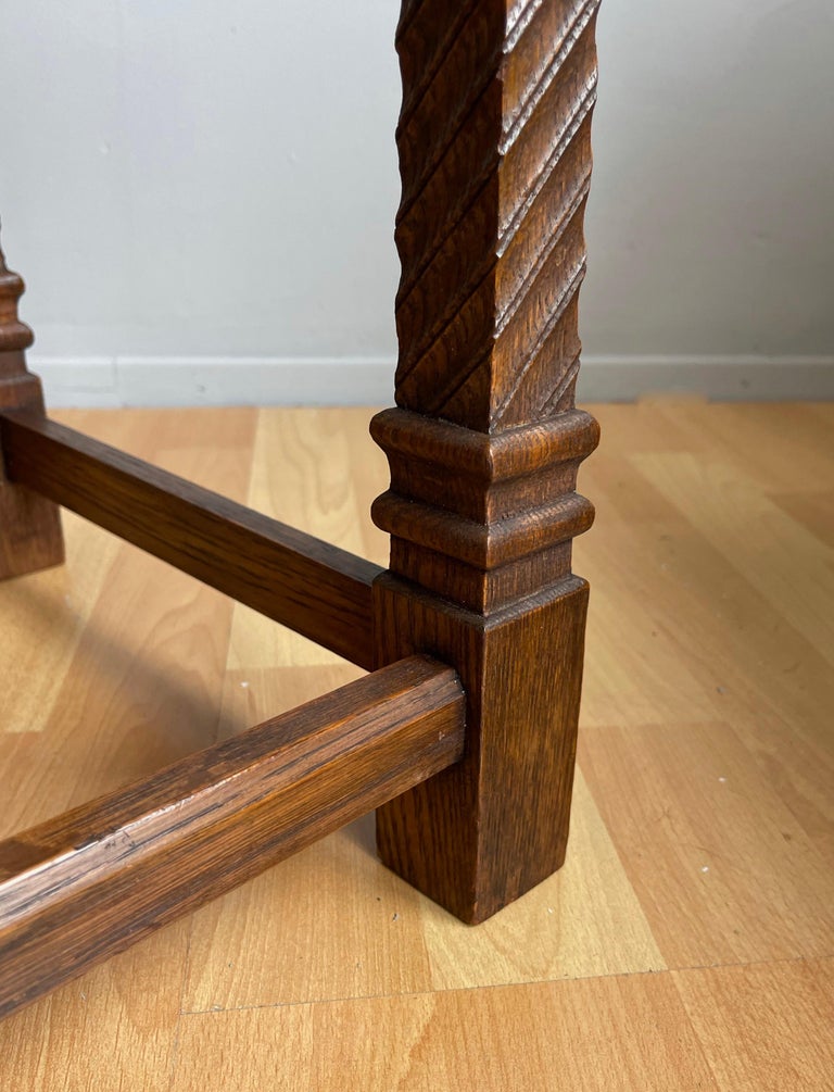 Hand Carved Antique Gothic Revival Practical End Table w. Inlaid ...