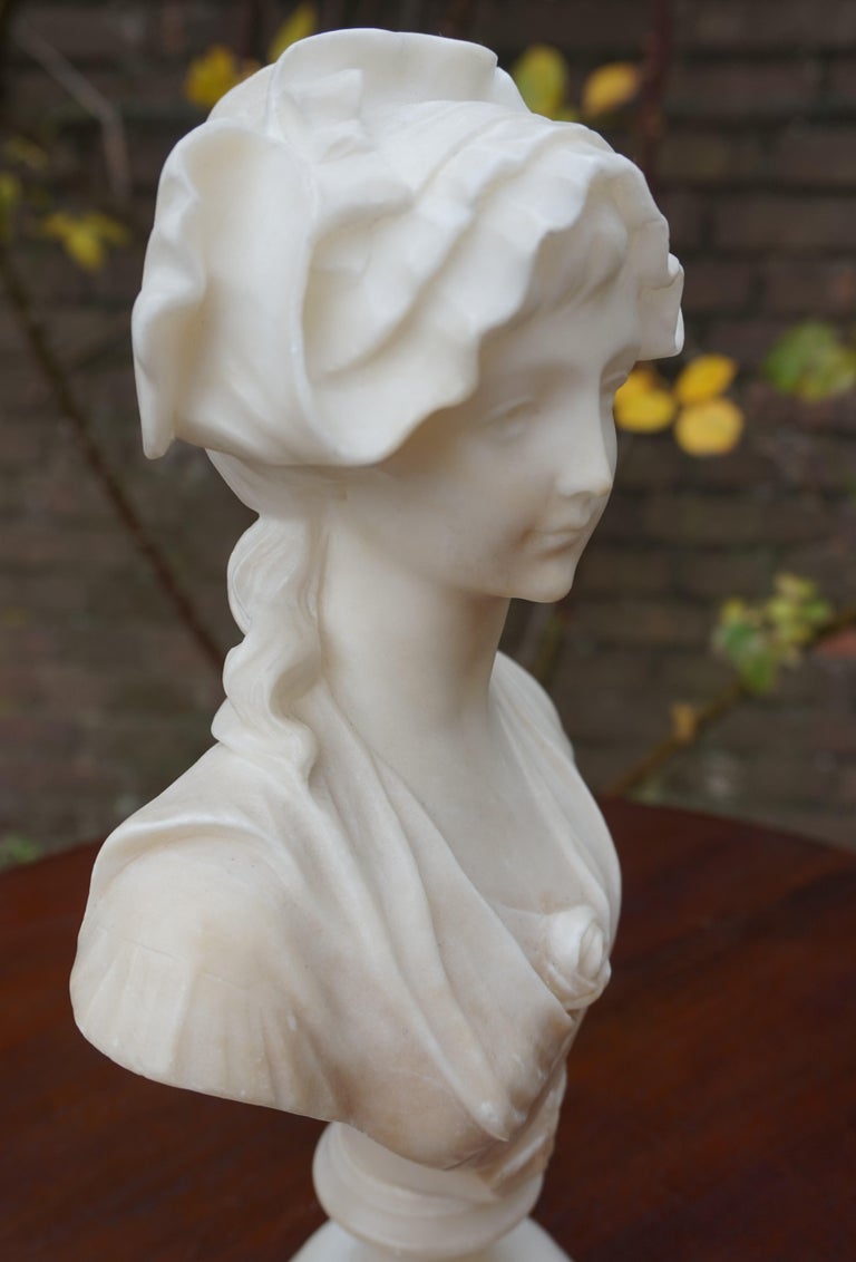 Hand Carved Art Nouveau Alabaster Sculpture of a Striking and Serene ...