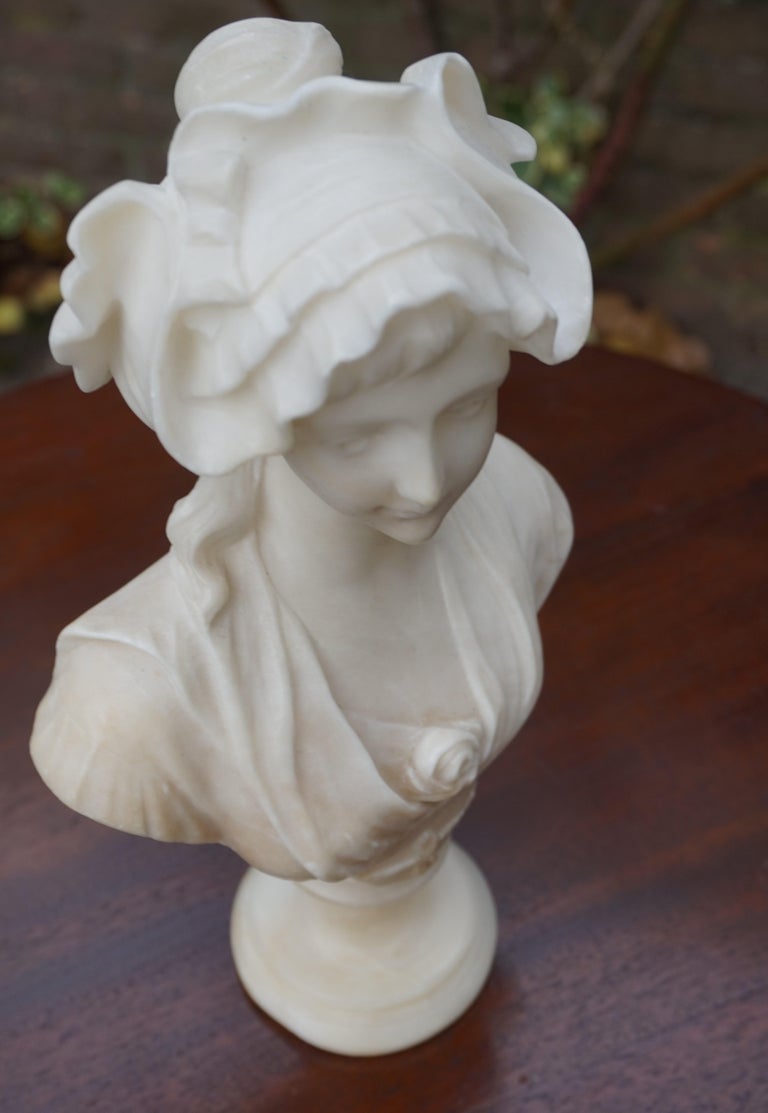 Hand Carved Art Nouveau Alabaster Sculpture of a Striking and Serene ...