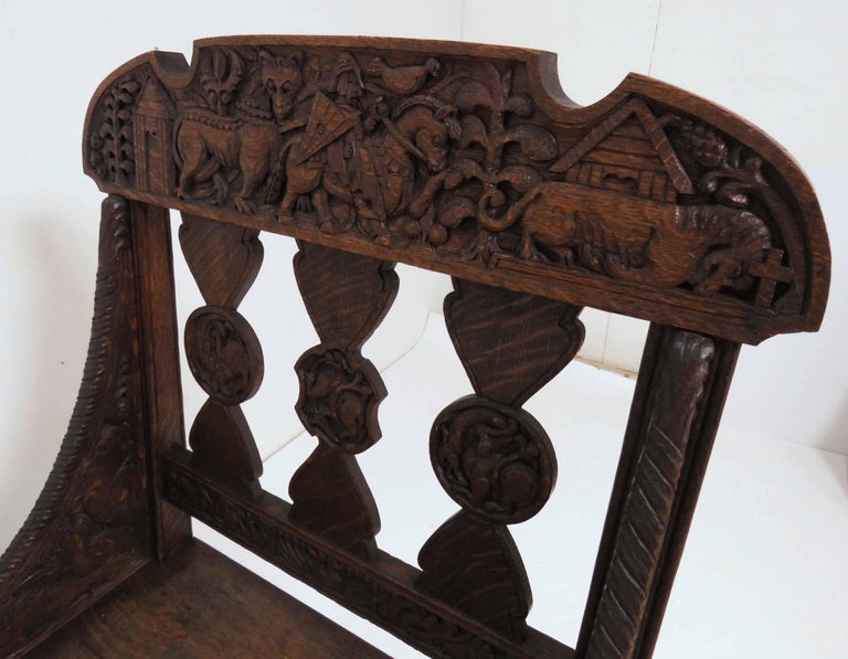 Hand Carved Arts and Crafts Gothic Revival Chair Signed and Dated 1903 ...