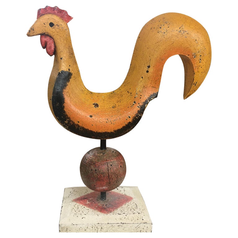Hand Carved Canadian Folk Art Rooster at 1stDibs