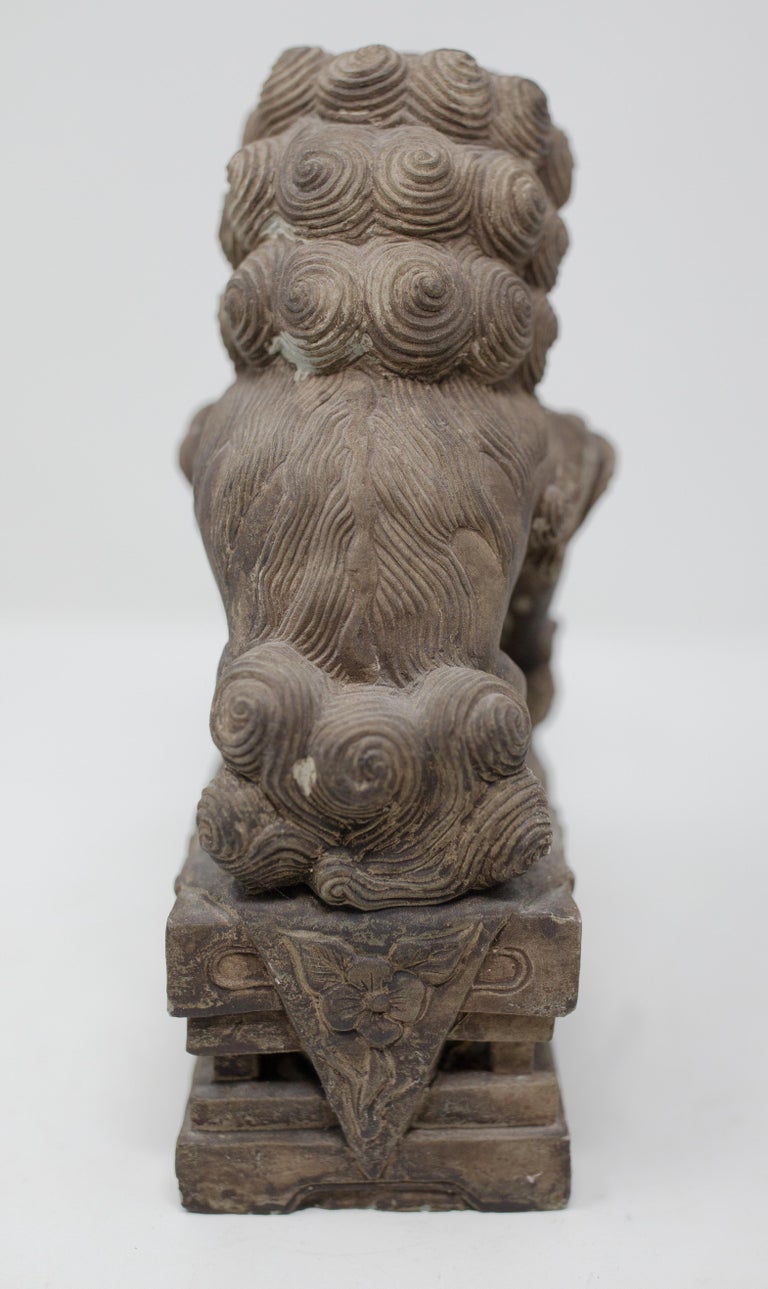 Hand Carved Chinese Stone Foo Dogs For Sale at 1stDibs