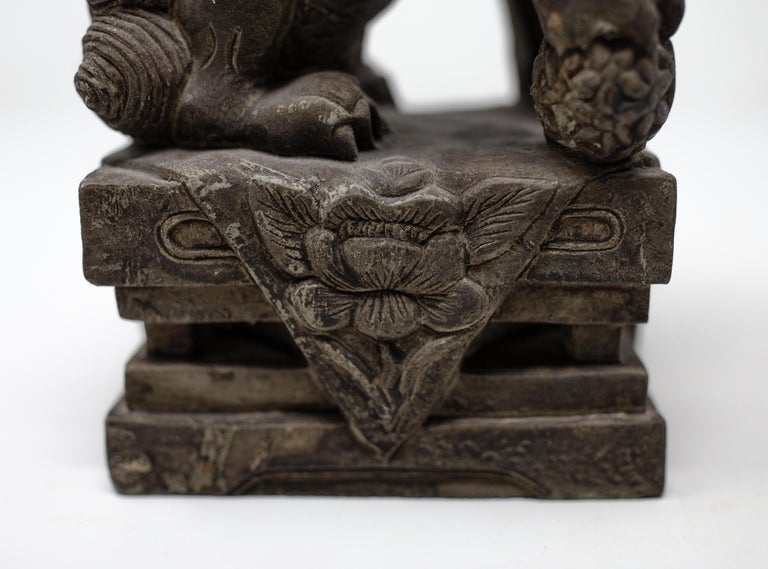 Hand Carved Chinese Stone Foo Dogs For Sale at 1stDibs