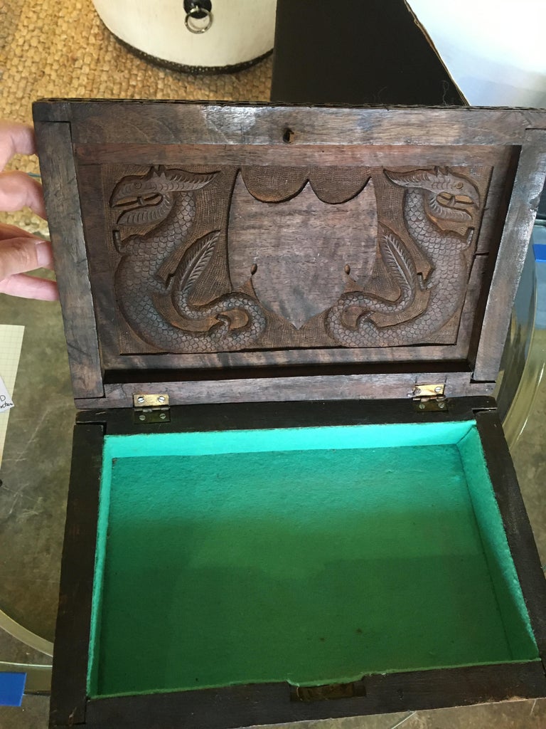 Hand Carved Chinese Wood Floating Dragon Box at 1stDibs