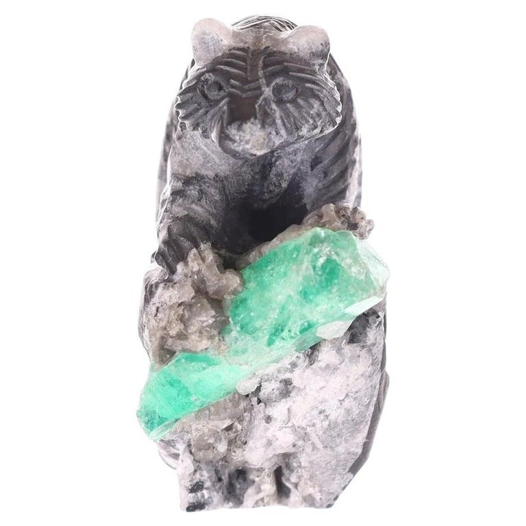 Hand Carved Colombian Emerald Bamboo Eating Red Panda Collectors Item ...