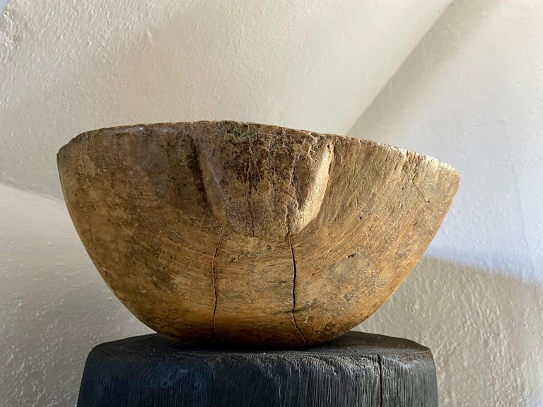 Hand Carved Decorative Cypress Bowl From Mexico, Circa Early 20th ...