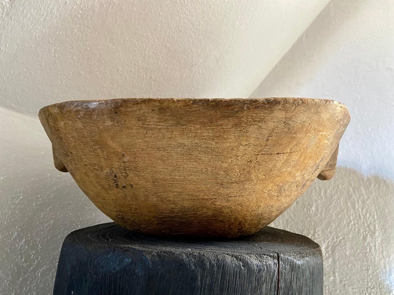 Hand Carved Decorative Cypress Bowl From Mexico, Circa Early 20th ...